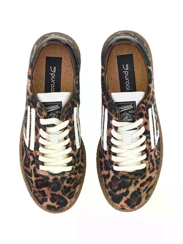 PURAAI Leopard Print Lace-up Sneakers