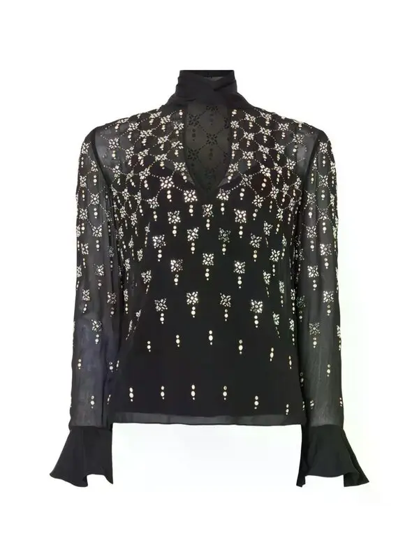 TEMPERLEY LONDON Crystal-embellished Pussy-bow Blouse
