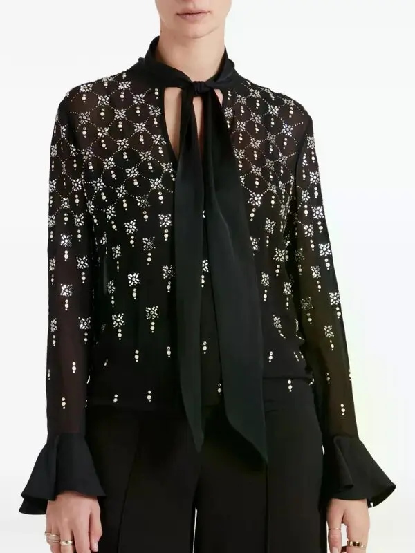 TEMPERLEY LONDON Crystal-embellished Pussy-bow Blouse