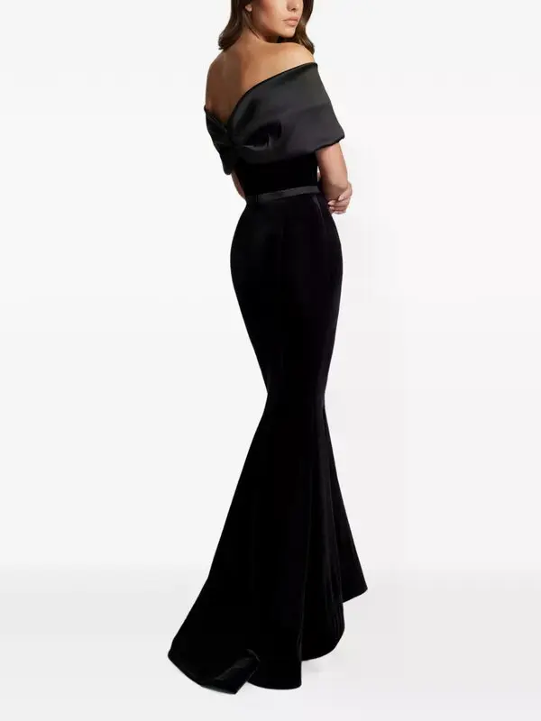 CRISTALLINI Off-the-shoulder Bow-detail Maxi Dress