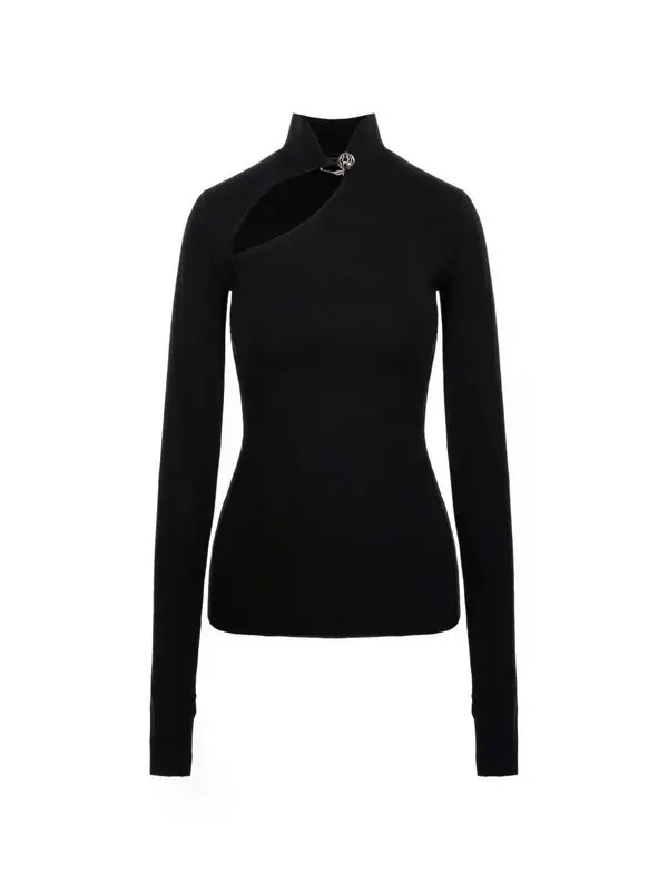 MANURI Cut-out High-neck Blouse