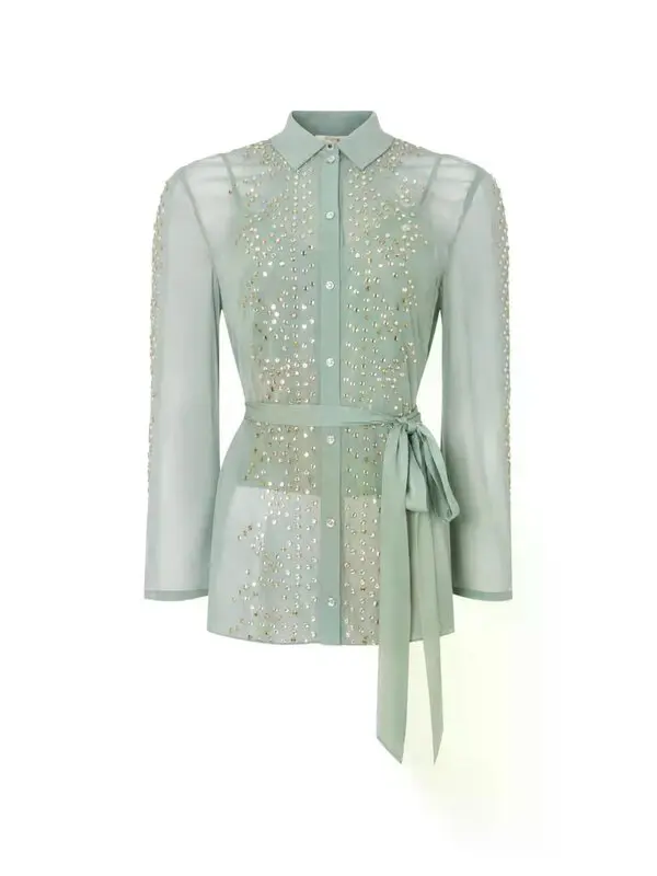 TEMPERLEY LONDON Oberon Crystal-embellished Belted Shirt