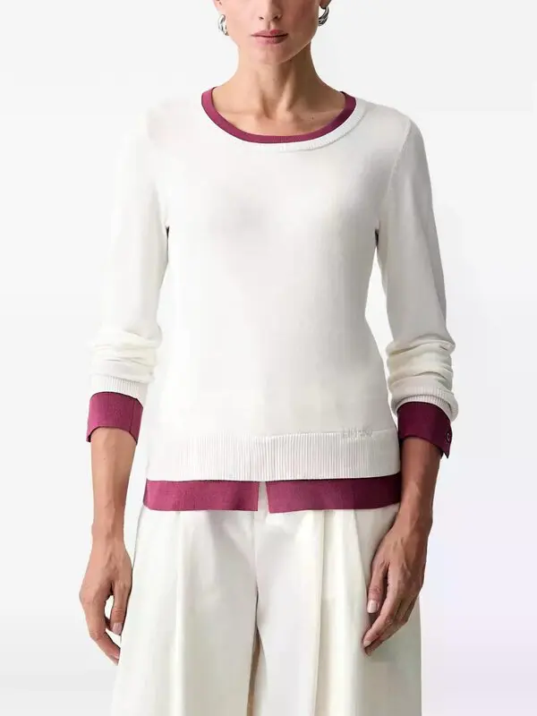 Liu Jo Layered-effect Ribbed-trim Sweater