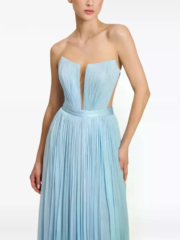 CRISTALLINI Serena Pleated Silk Maxi Dress