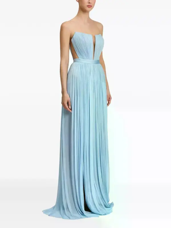 CRISTALLINI Serena Pleated Silk Maxi Dress