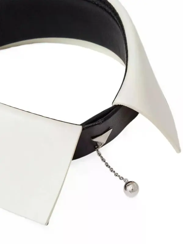Fendi Logo-pendant Leather Collar - White