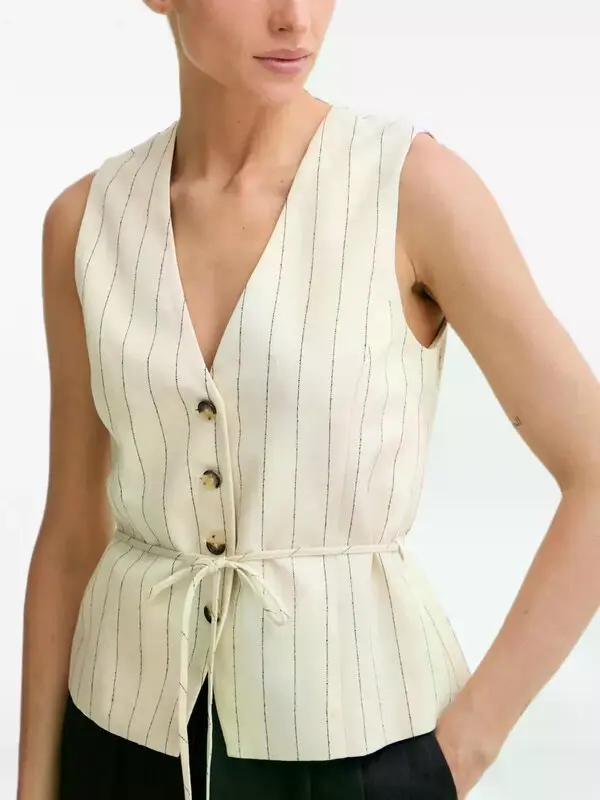 Rag & Bone Pinstripe-pattern Tie-waist Top
