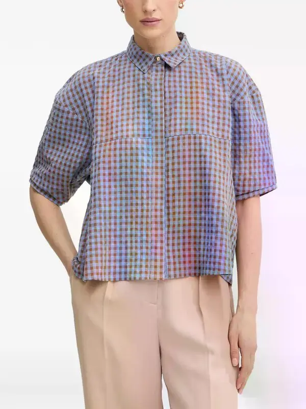 SESSUN Florentina Gingham-check Short-sleeve Shirt