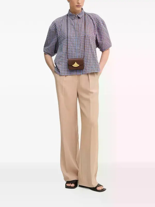 SESSUN Florentina Gingham-check Short-sleeve Shirt