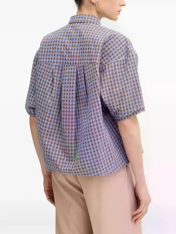 SESSUN Florentina Gingham-check Short-sleeve Shirt