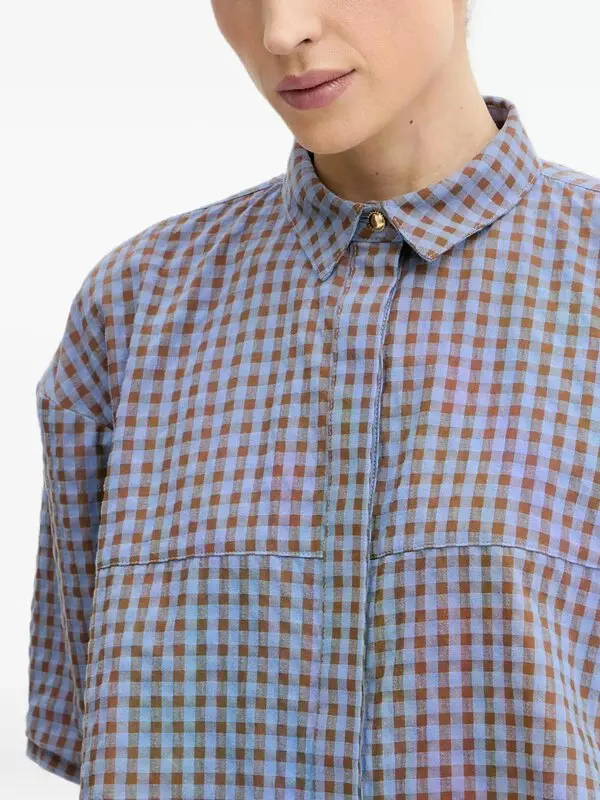 SESSUN Florentina Gingham-check Short-sleeve Shirt