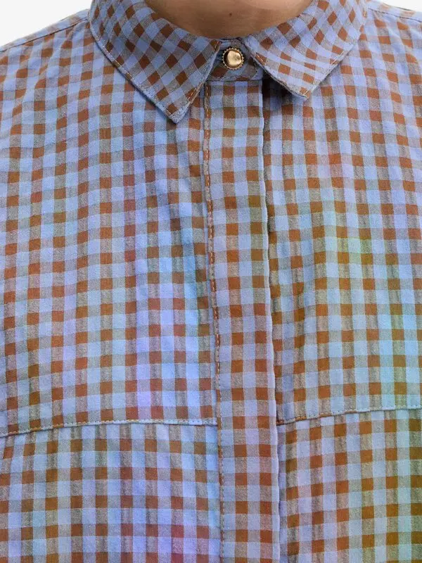 SESSUN Florentina Gingham-check Short-sleeve Shirt