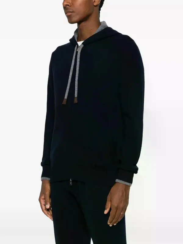Fedeli Davis Zip-up Drawstring Knitted Hoodie