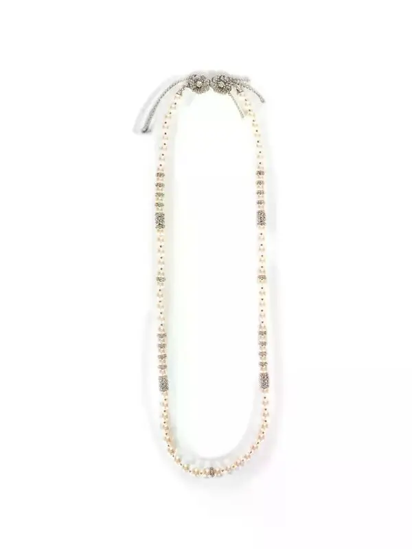 Alessandra Rich Crystal-embellished Faux-pearl Necklace - Neutrals