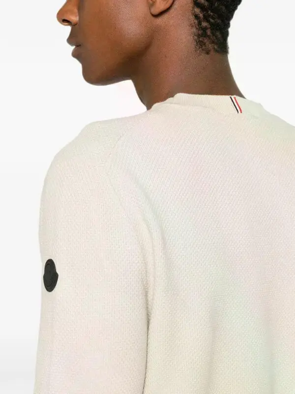 Moncler Logo-patch Waffle-knit Sweater