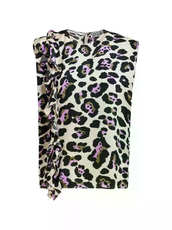 Essentiel Antwerp Ruffle-detail Leopard-print Blouse