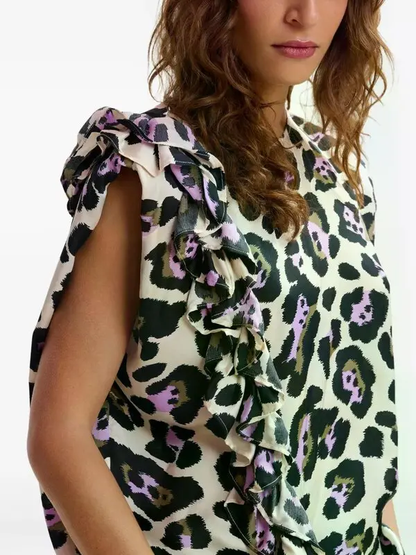 Essentiel Antwerp Ruffle-detail Leopard-print Blouse