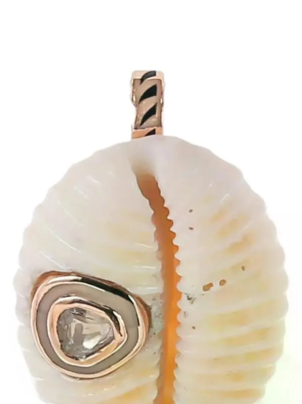 DEZSO Diamond Cowry-shell Pendant In 18k Rose Gold - Pink