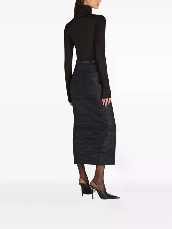 VIOLANTE NESSI Belted Silk-tweed Midi Skirt