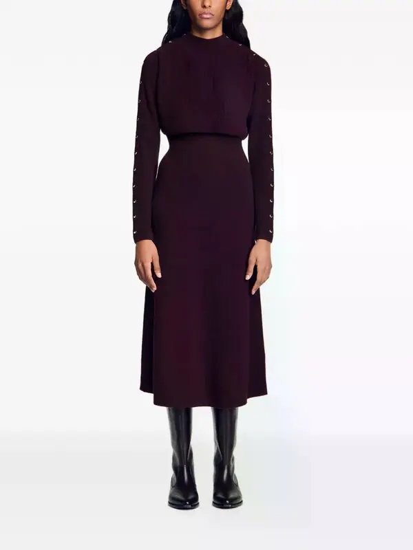 Sandro Stud-embellished Knitted Midi Dress