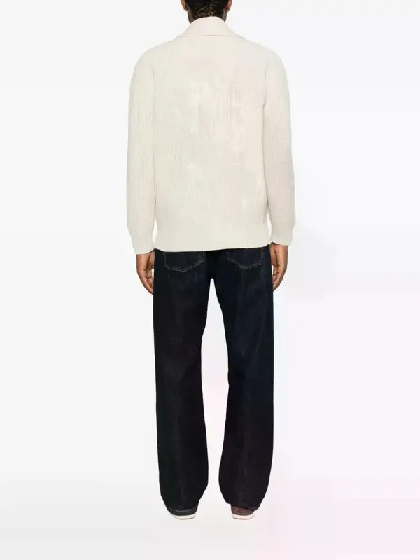 Fedeli Ribbed-knit Shawl-collar Cardigan