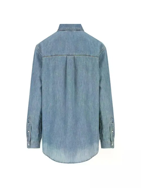 Miu Miu Chambray Logo-embroidered Denim Shirt