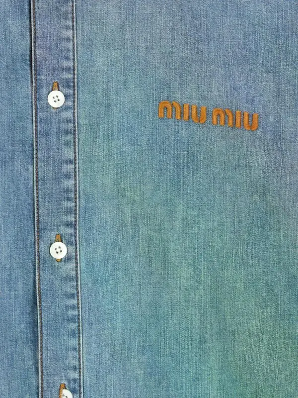 Miu Miu Chambray Logo-embroidered Denim Shirt