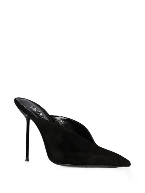 Paris Texas Pointed Toe Suede Mules - Black