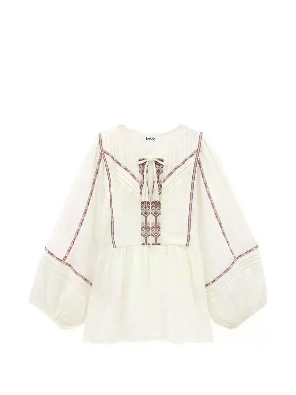 Ba&sh Embroidered Tassel-detail Blouse - White