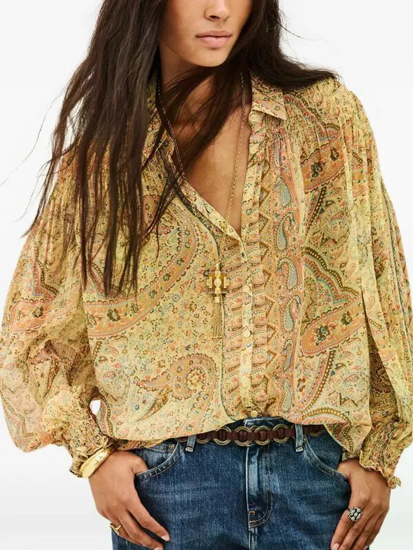 Ba&sh Cleo Paisley-print Smocked Blouse