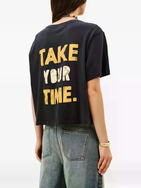 Ba&sh Slogan-print Cropped T-shirt