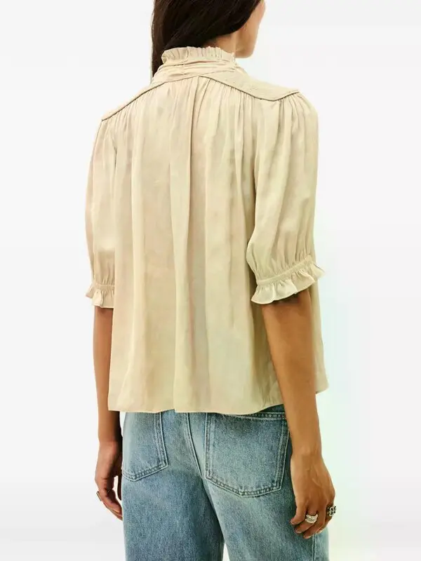 Ba&sh Camila Ruffled-collar Smocked Blouse - Neutrals
