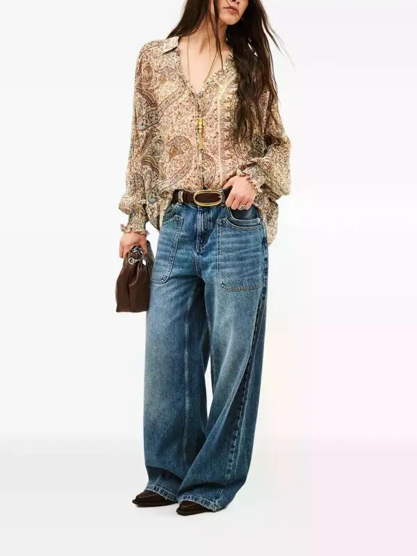 Ba&sh Paisley-print Smocked-cuff Shirt