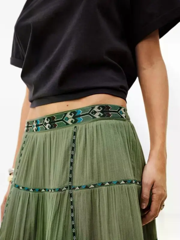 Ba&sh Paloma Tiered Embroidered-waistband Maxi Skirt