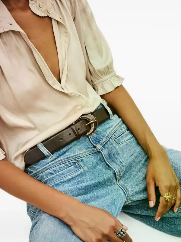 Ba&sh Brendon Crescent-buckle Leather Belt - Brown