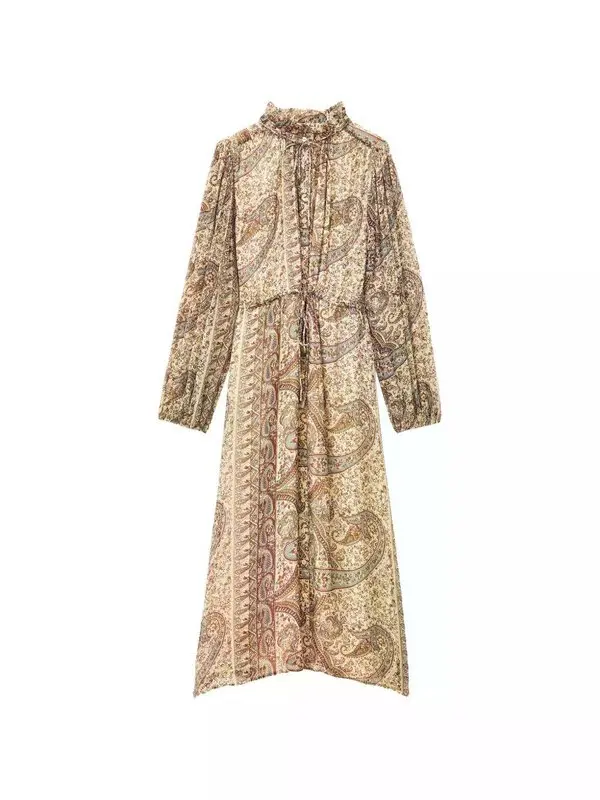 Ba&sh Ciahara Paisley-print Ruffled Midi Shirt Dress