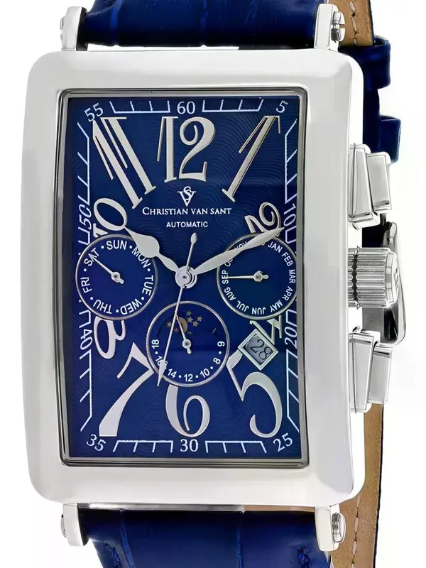 CHRISTIAN VAN SANT Prodigy 52mm Automatic Watch With Day, Month, And Moon Phase Complications - Blue