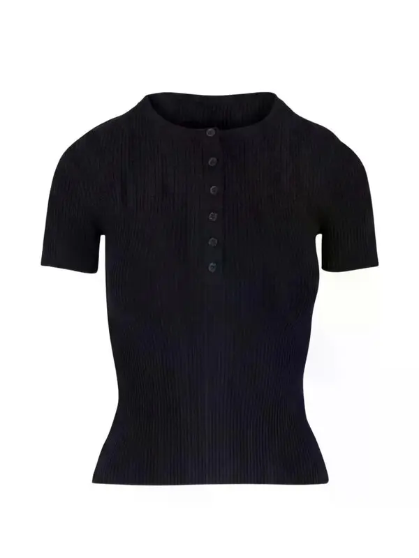 NILI LOTAN Ribbed Knit Henley Sweater