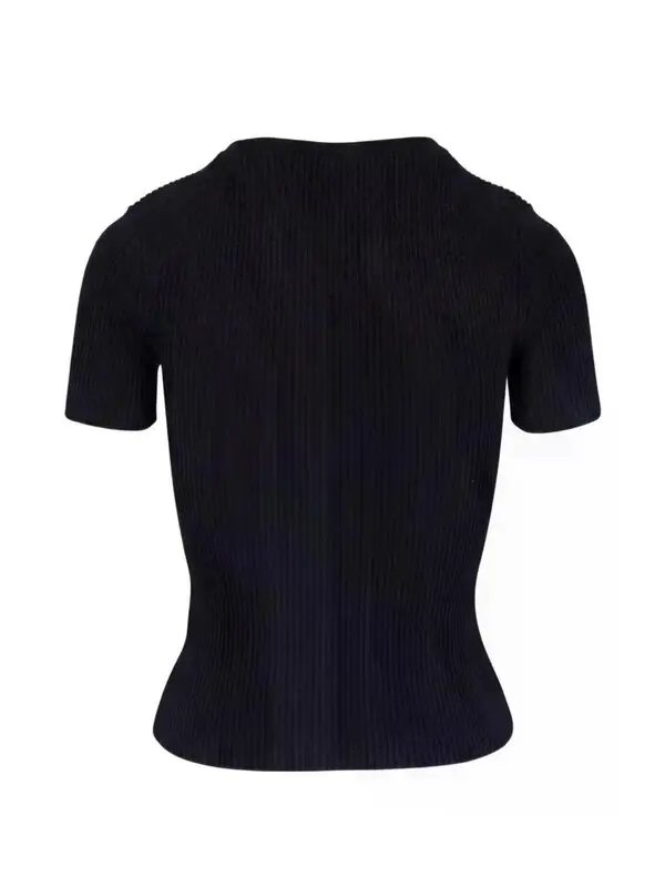 NILI LOTAN Ribbed Knit Henley Sweater