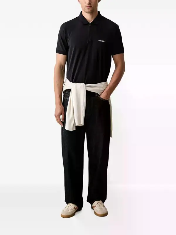 Armani Exchange Logo-print Zip-neck Polo Shirt