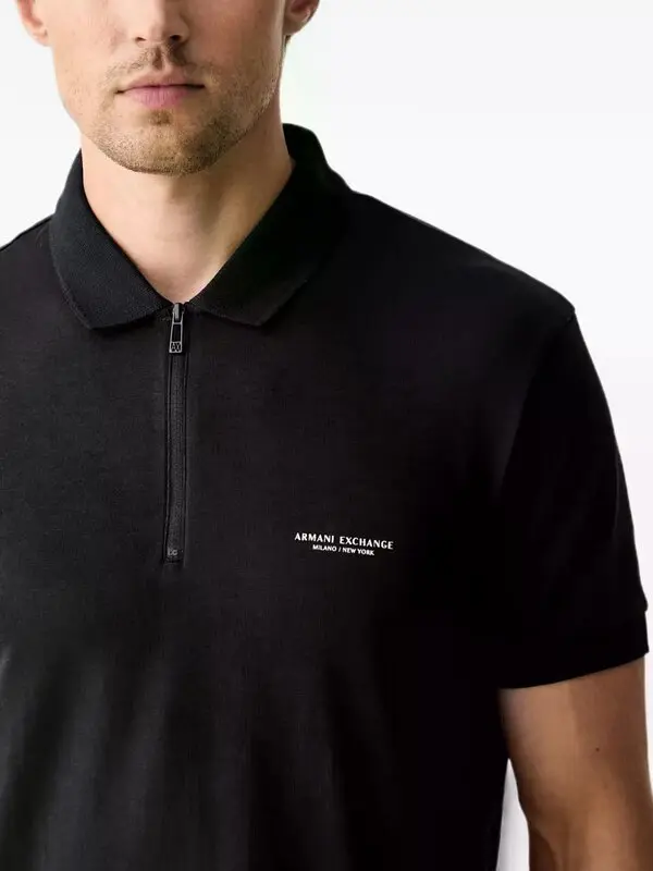 Armani Exchange Logo-print Zip-neck Polo Shirt