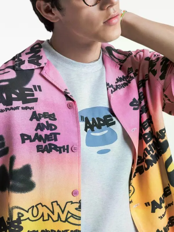 AAPE BY *A BATHING APE Print-detail Short-sleeve Shirt - Pink