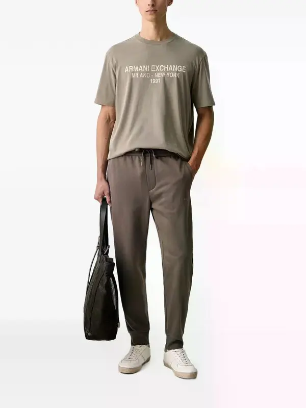 Armani Exchange Logo-print Crew-neck T-shirt - Neutrals