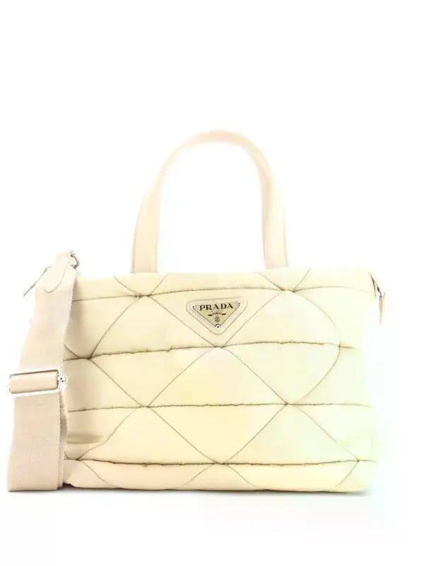 Prada Padded Quilted Re-nylon With Leather Mini Tote Bag