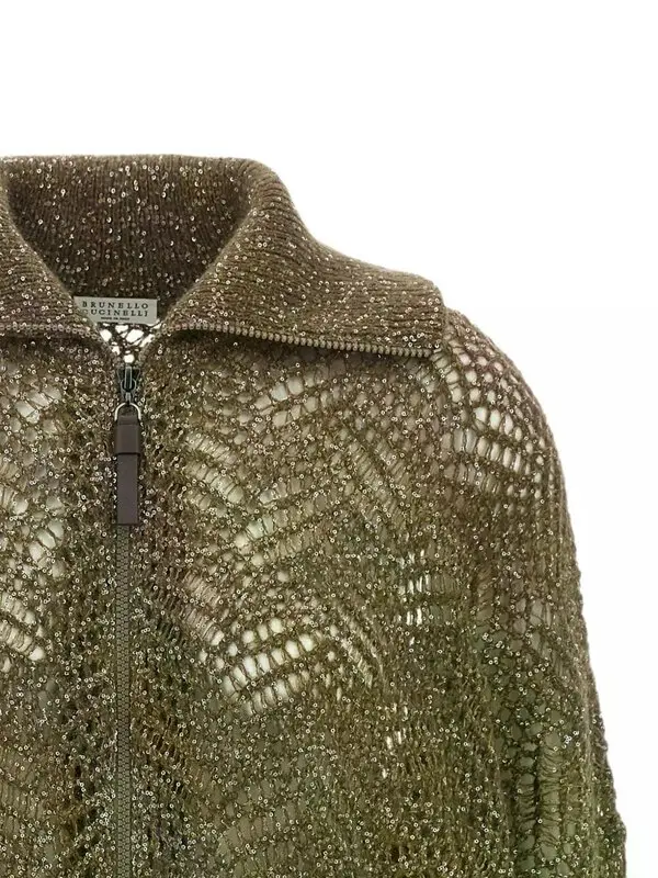 Brunello Cucinelli Dazzling Abstract Leaf Sequin-embellished Cardigan