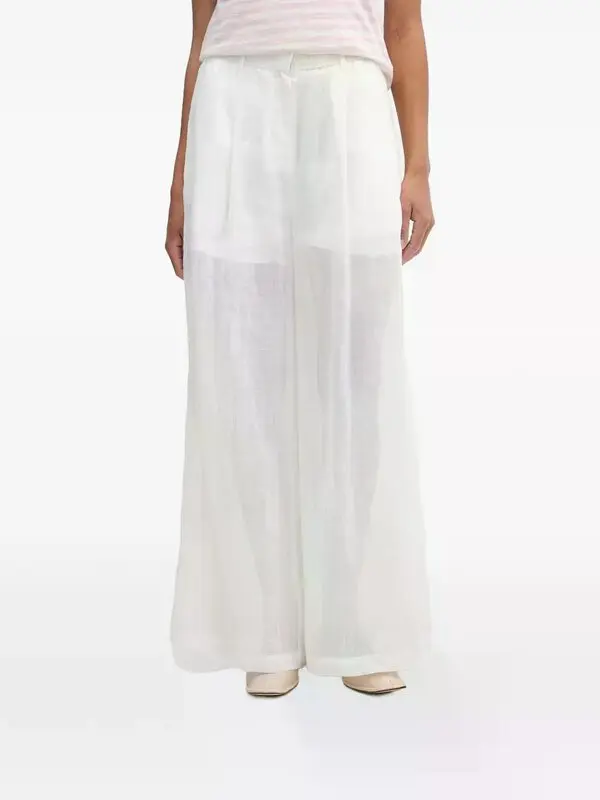 ISABELLE BLANCHE Sheer Wide-leg Trousers By - White