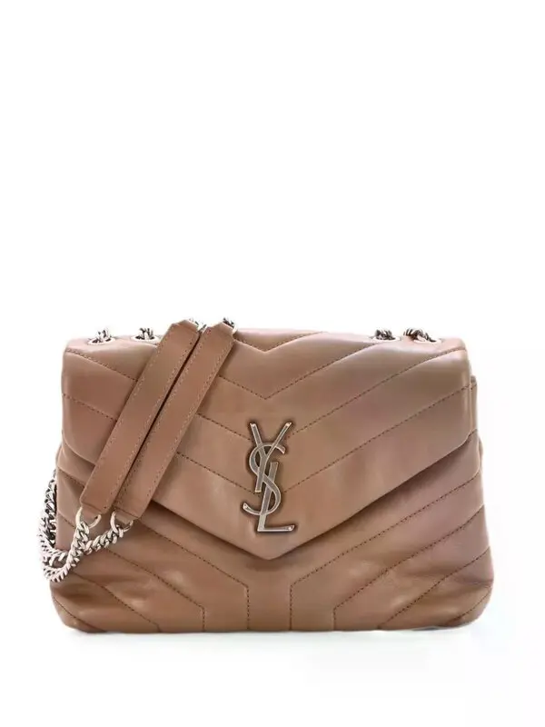 Saint Laurent Loulou Matelasse Chevron Leather Small Shoulder Bag - Neutrals