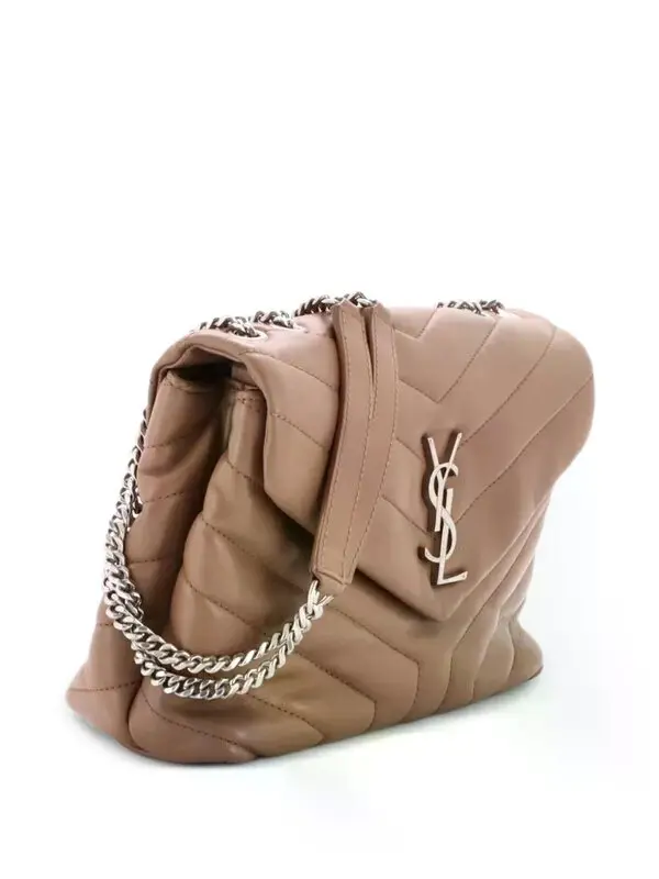 Saint Laurent Loulou Matelasse Chevron Leather Small Shoulder Bag - Neutrals