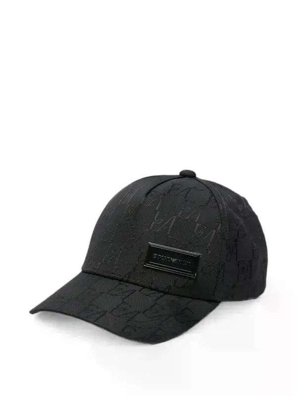 Emporio Armani Monogram-jacquard Touch-strap Baseball Cap - Black