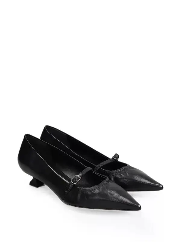THE SELLER Buckle-strap Pointed-toe Leather Pumps